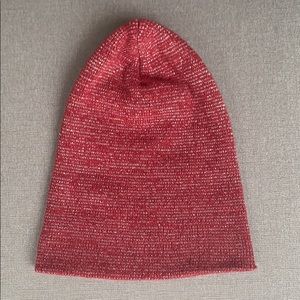 Accessories | Maroon Red Metallic Knit Beanie Hat | Poshmark